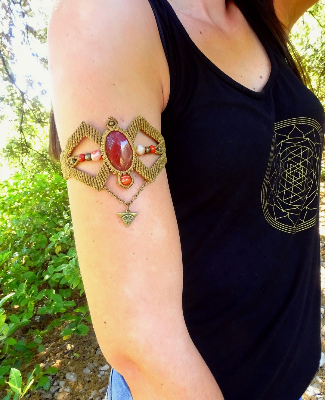 Ethnic Arm Bracelet , Tribal Armband Gipsy Macrame Stone Festival - Etsy