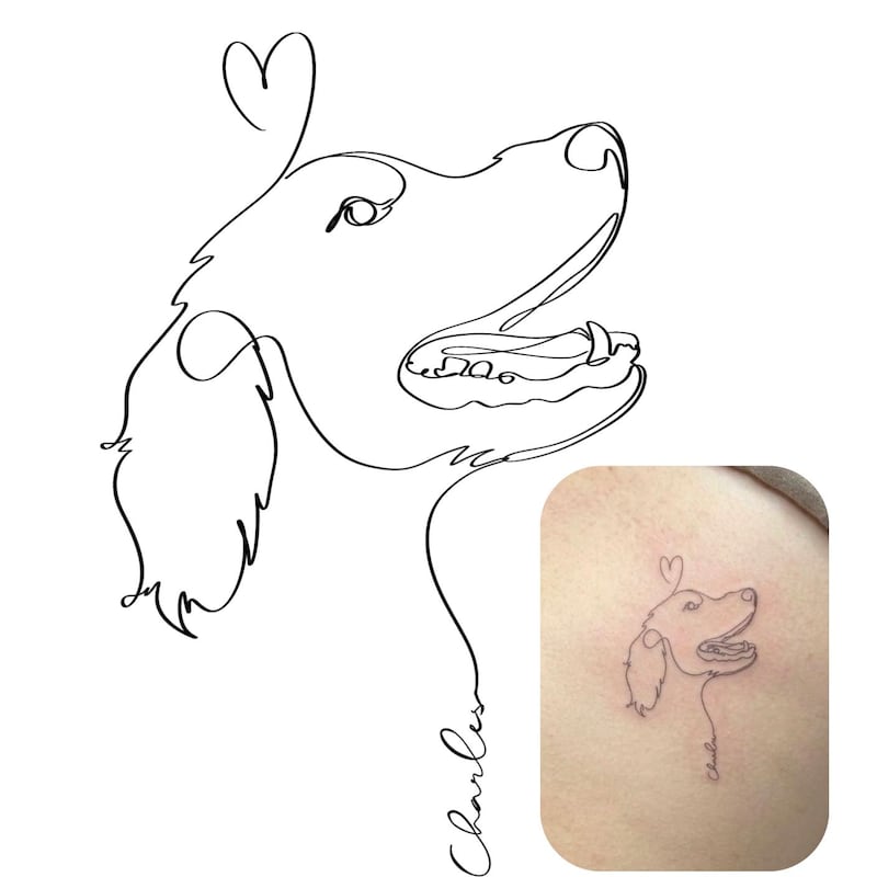 Dog Tattoo Line Art - Etsy UK
