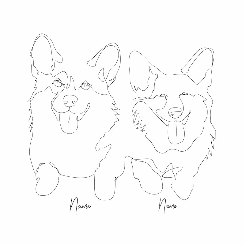 Dog Line Drawing - Etsy