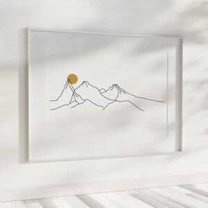 Mountain Wall Art Landscape sun poster Mountain outline | Etsy