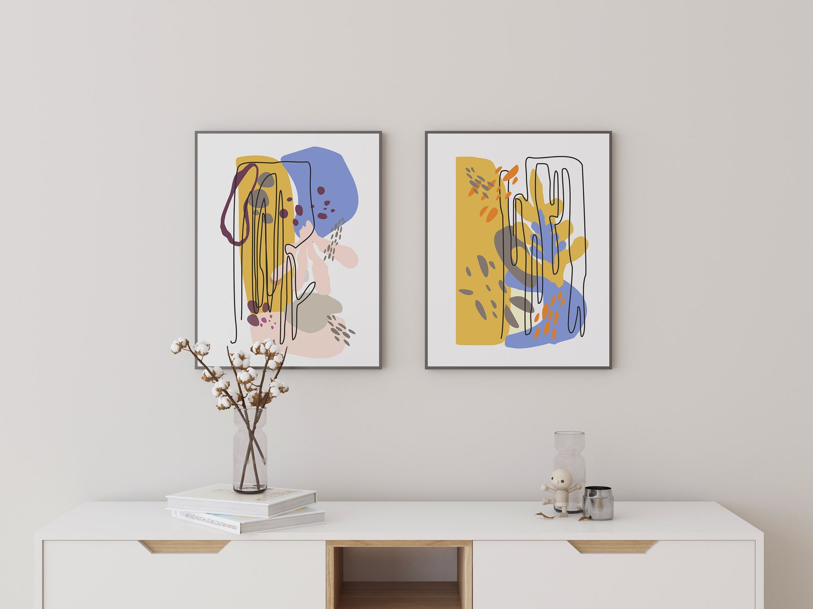 Abstract Shapes Set Print Lines and Spots Abstract Prints - Etsy