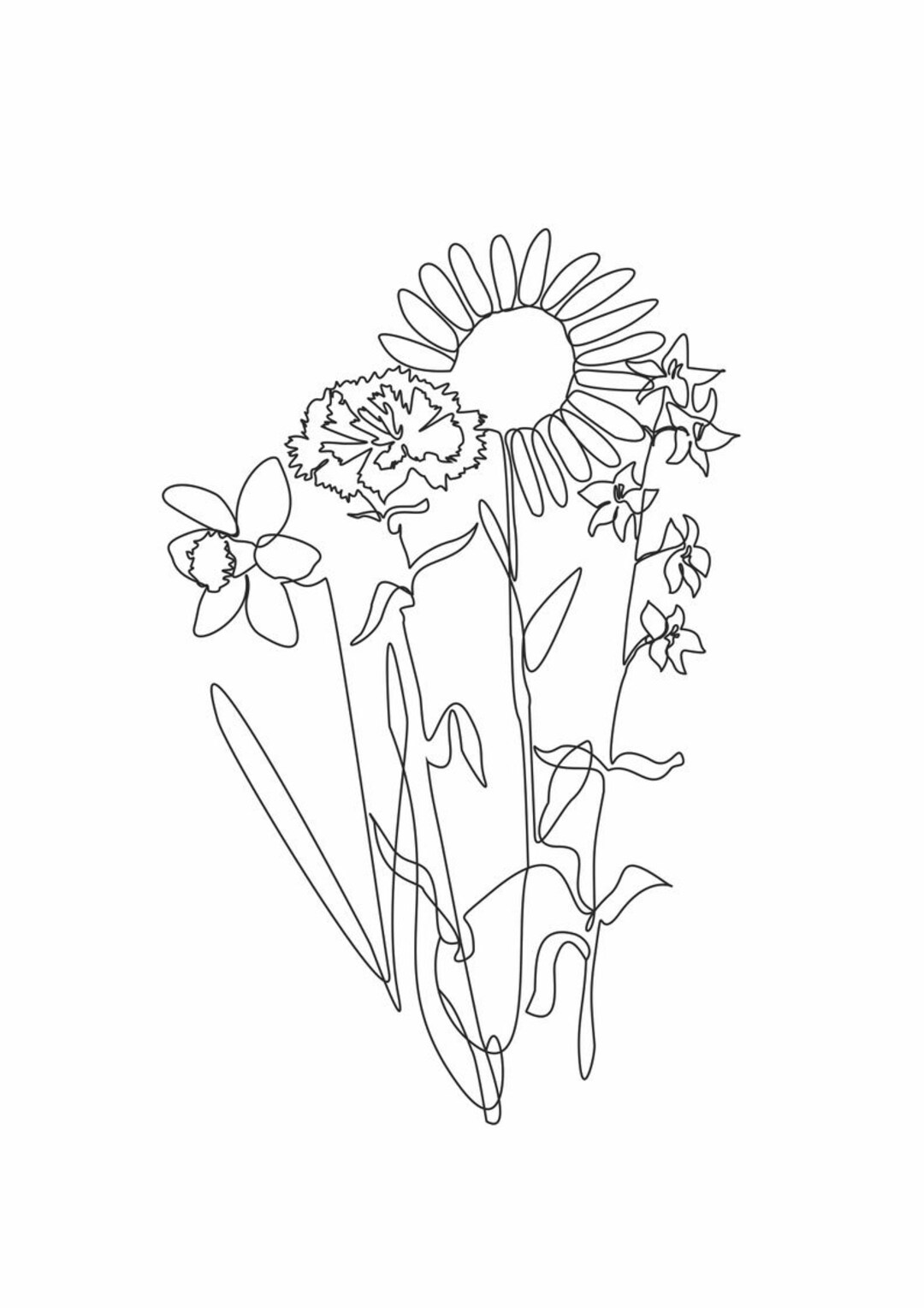 Custom Birth Flower Bouquet Design: One Line Tattoo Art (digital) - Etsy