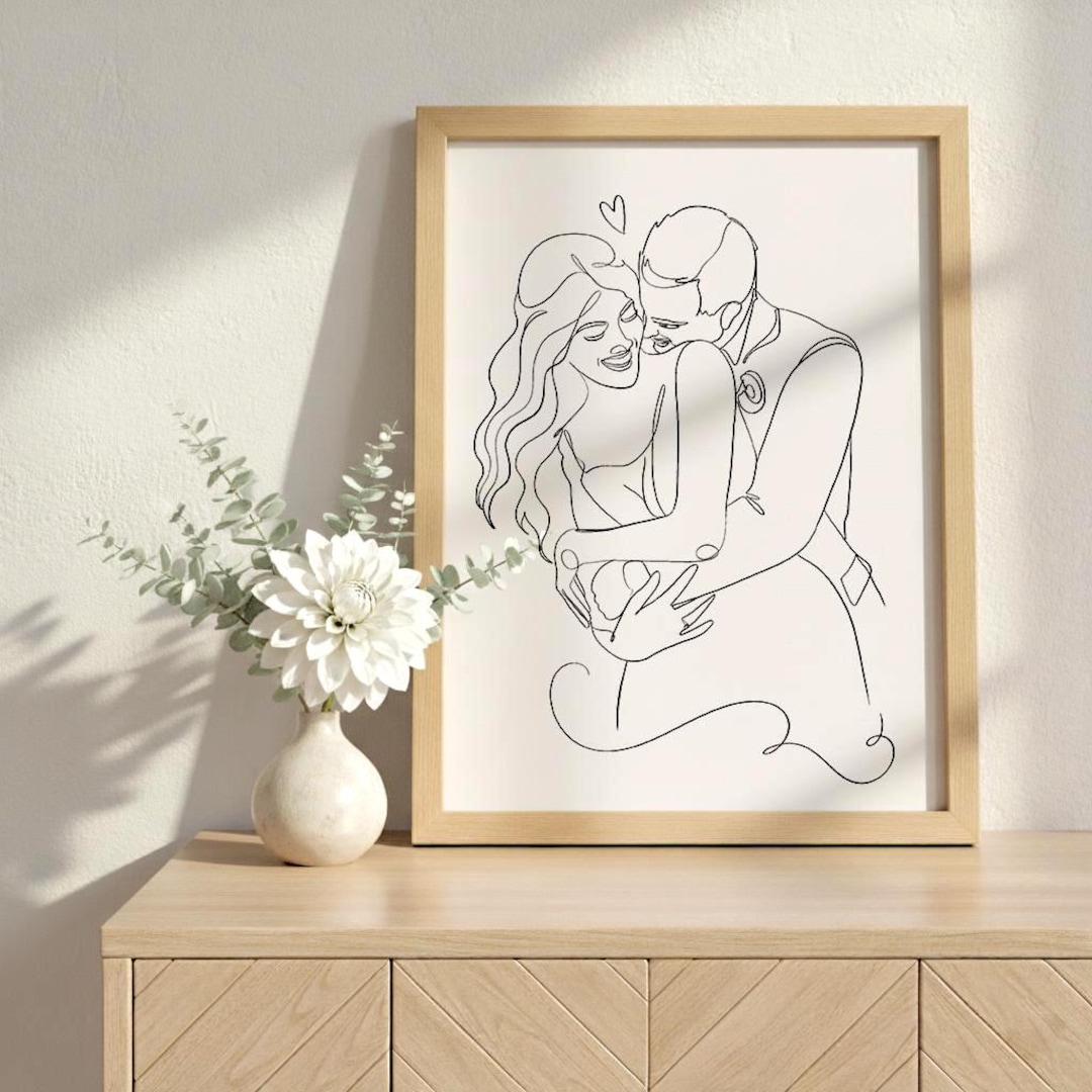 Custom Couple Line Drawing From Photo, Minimalist Portrait ...