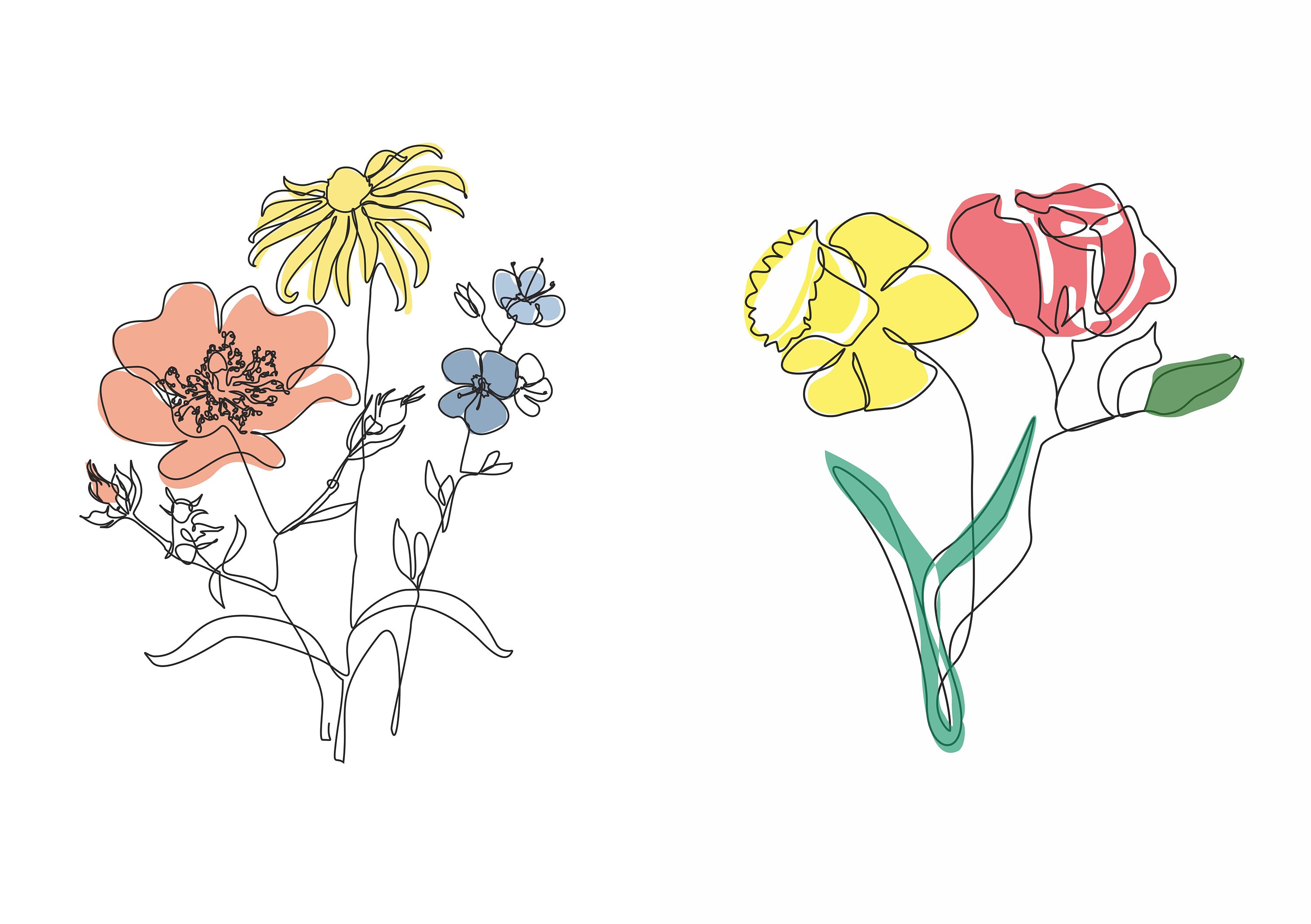 Custom Flower Bouquet Design Tattoo One Line Commission | Etsy