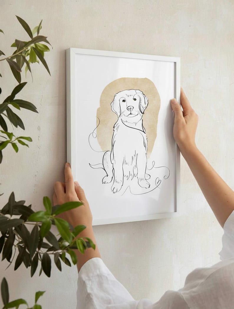 Custom Line Drawing, Personalized Dog Cat Portrait, for Pet Lover, Gift ...