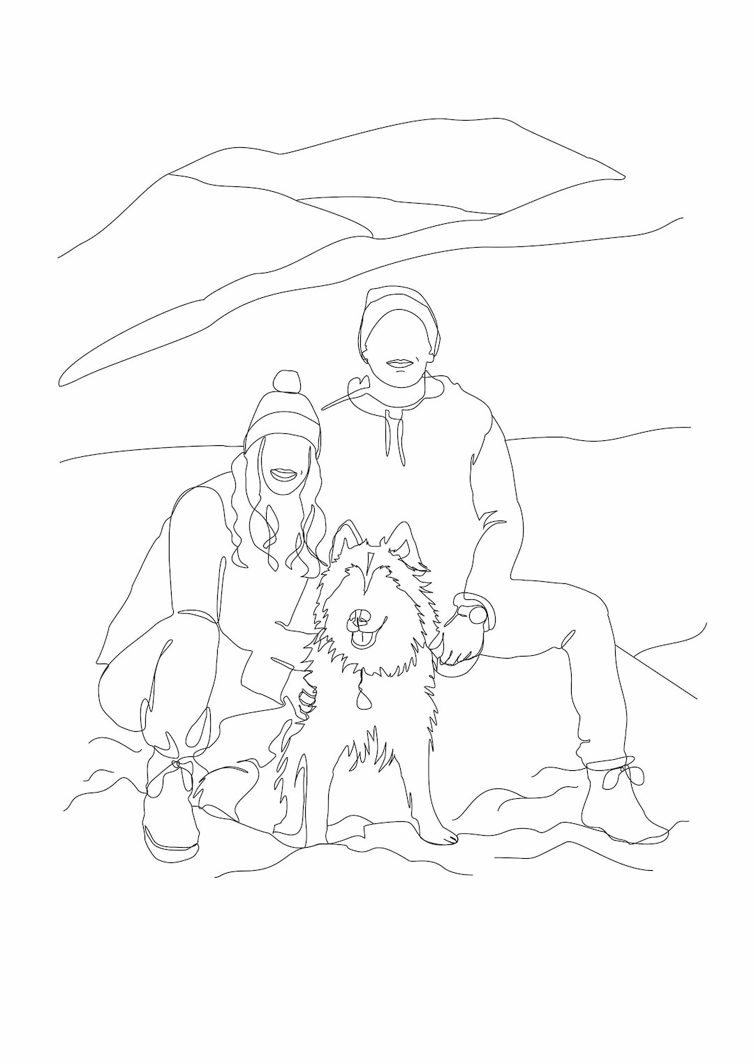 Line Art Commission, Personalized Custom Simple Line, No Face Line Art ...