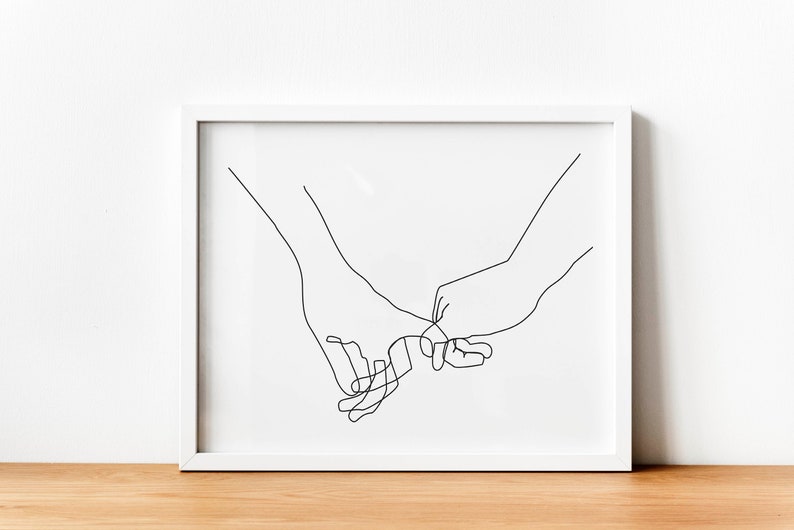 Outline Drawing Print Hands Pinky Swear Line Painting - Etsy