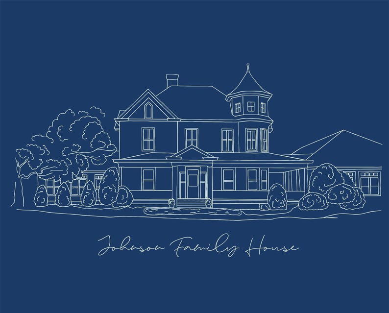 Custom Hand-drawn Home Portrait, New Home Drawing, Housewarming Present ...