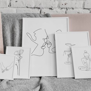 Couple Line Art Set of 5, Minimalist Romantic Line Art Prints, Gallery ...
