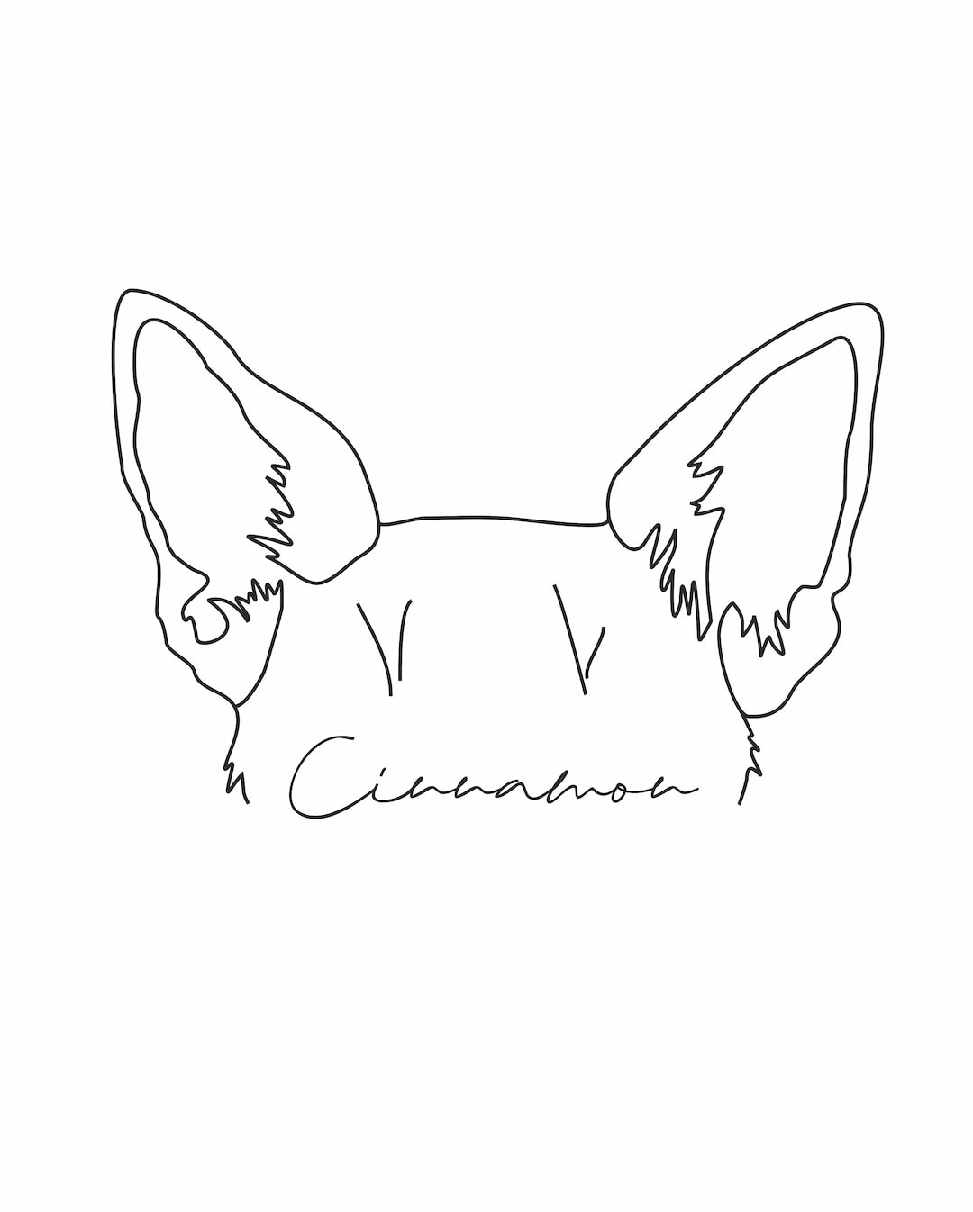 Custom Pet Ear Line Drawing: Memorial Tattoo Design, Minimalist One ...