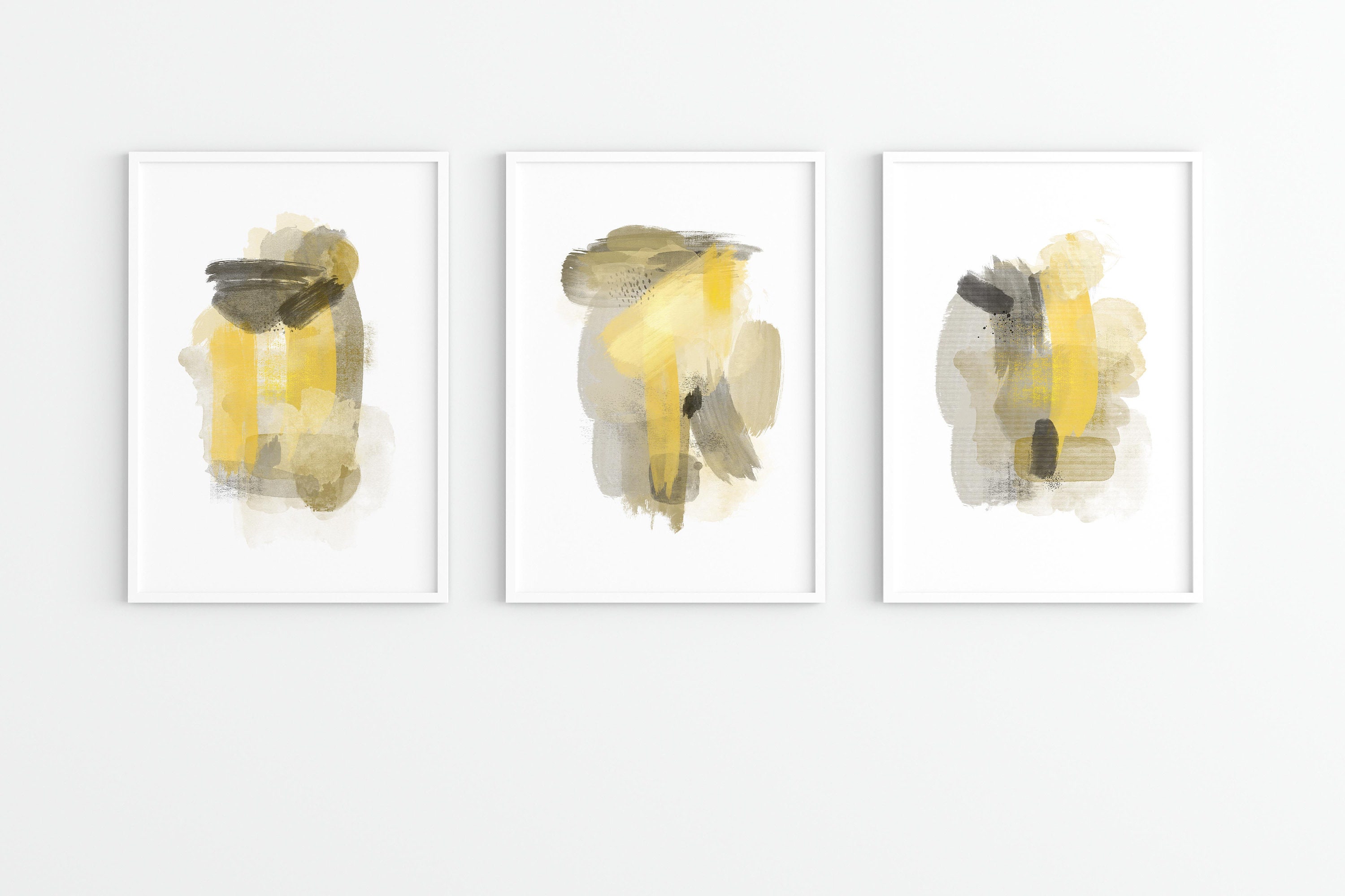 Set of 3 Colorful Print Abstract Brush Stroke Posters Set of - Etsy