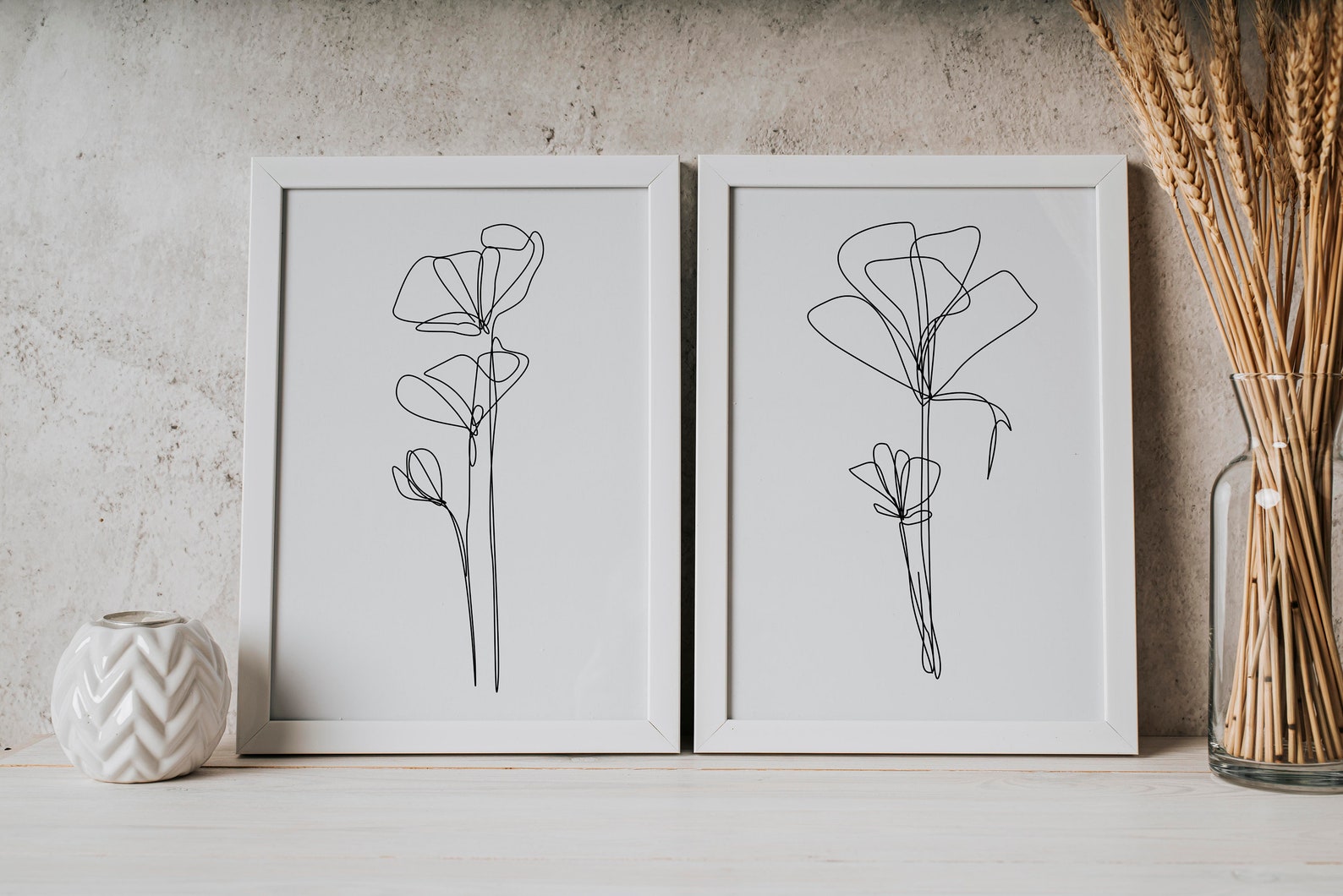 SET One Line Floral Drawing Printable One Line Flower Poster - Etsy