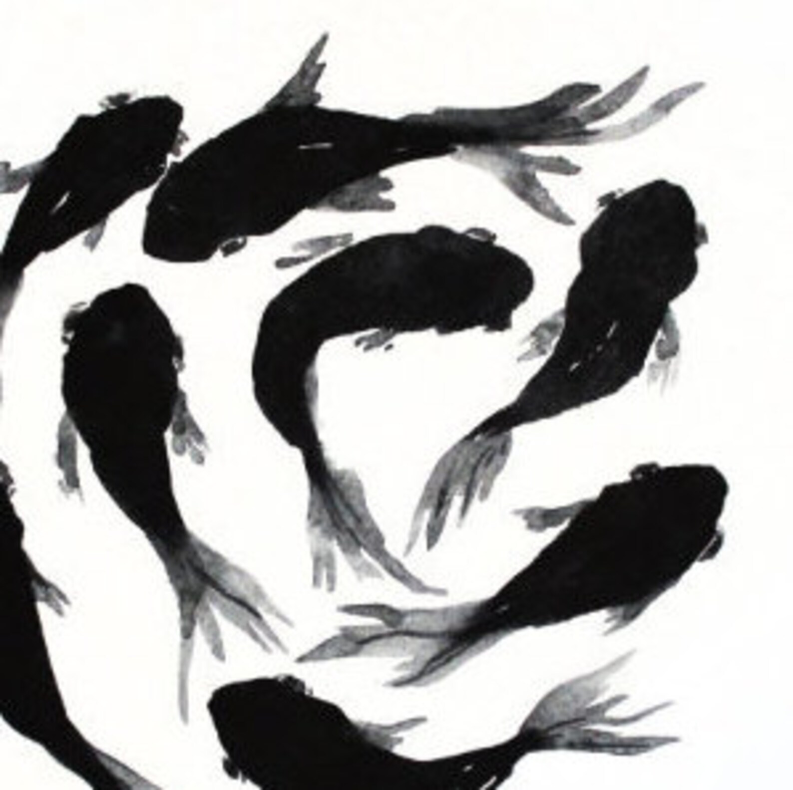 Black Fish Print Watercolor Painting Black Koi Fish Poster | Etsy