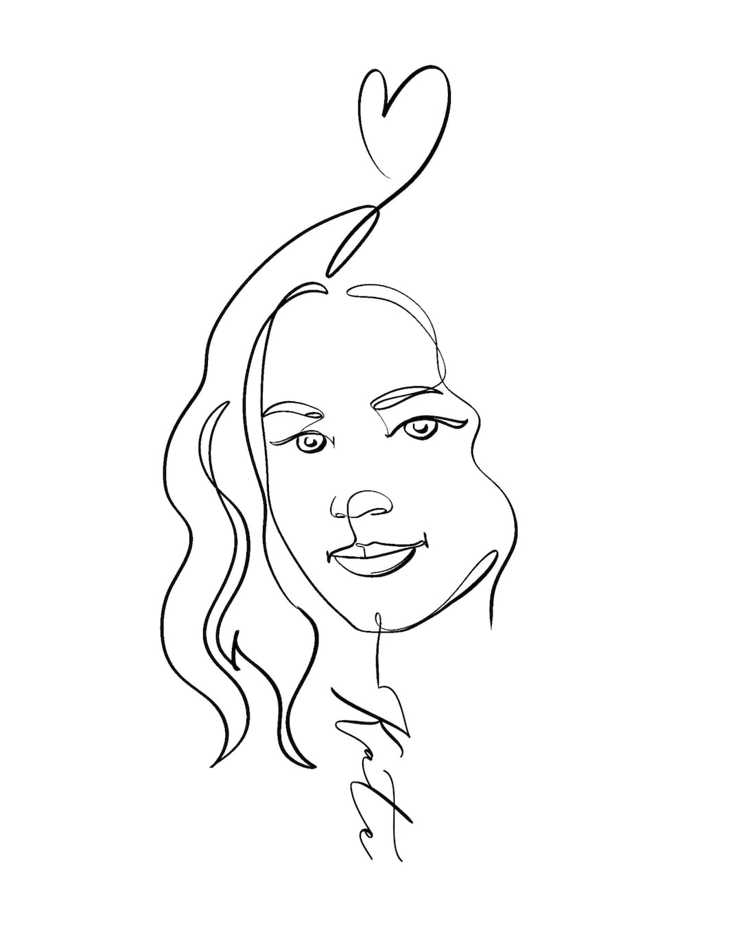 Personalized Minimal Line Art Portrait, Custom Outline Drawing, Tattoo ...