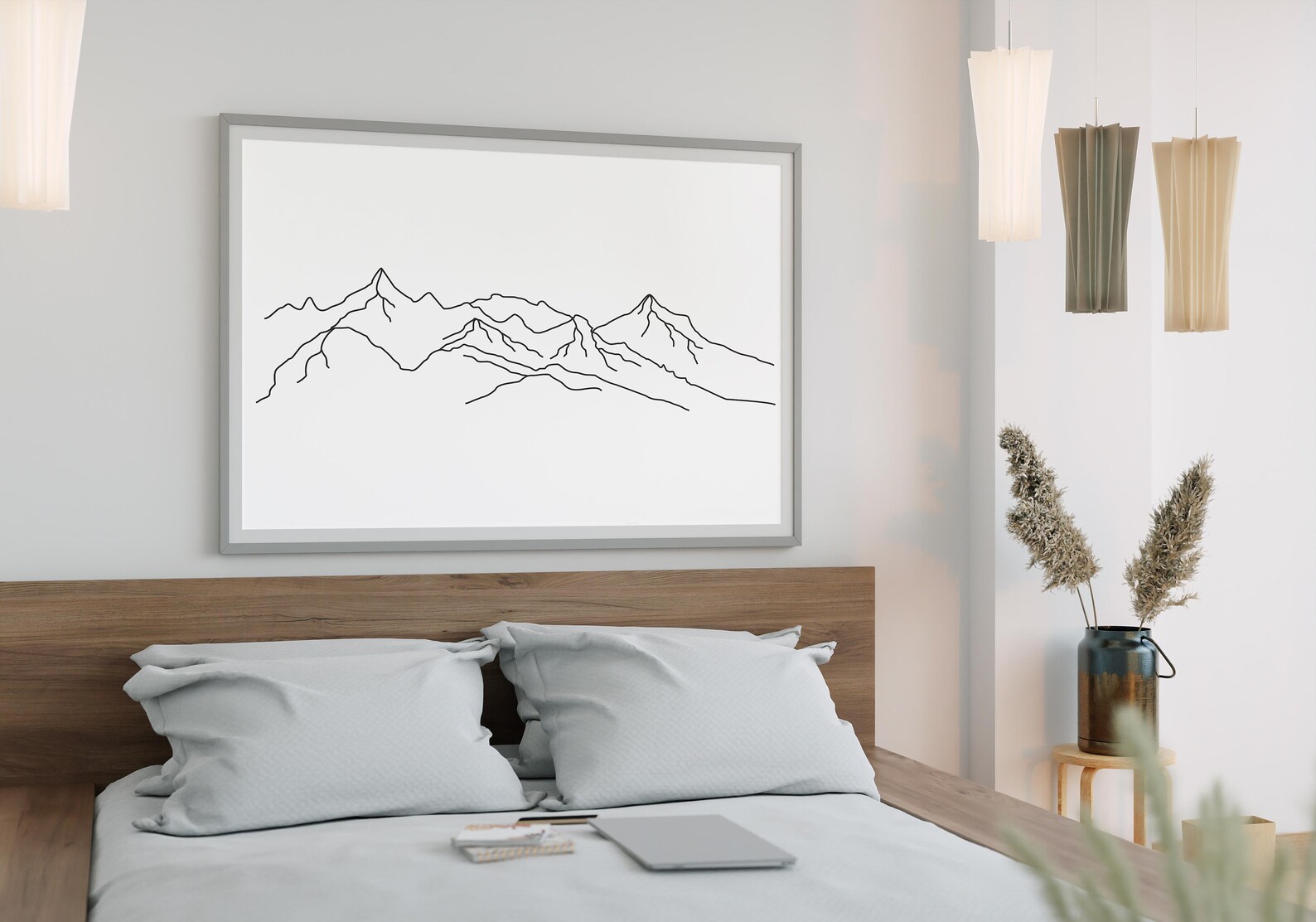 Abstract Mountain Print Digital Mountain Landscape Drawing | Etsy