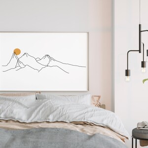 Mountain Wall Art Landscape sun poster Mountain outline | Etsy