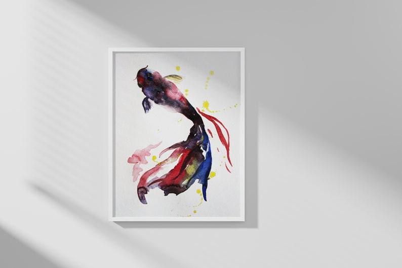 Custom Fish Watercolor Hand Painted Koi Fish Painting | Etsy