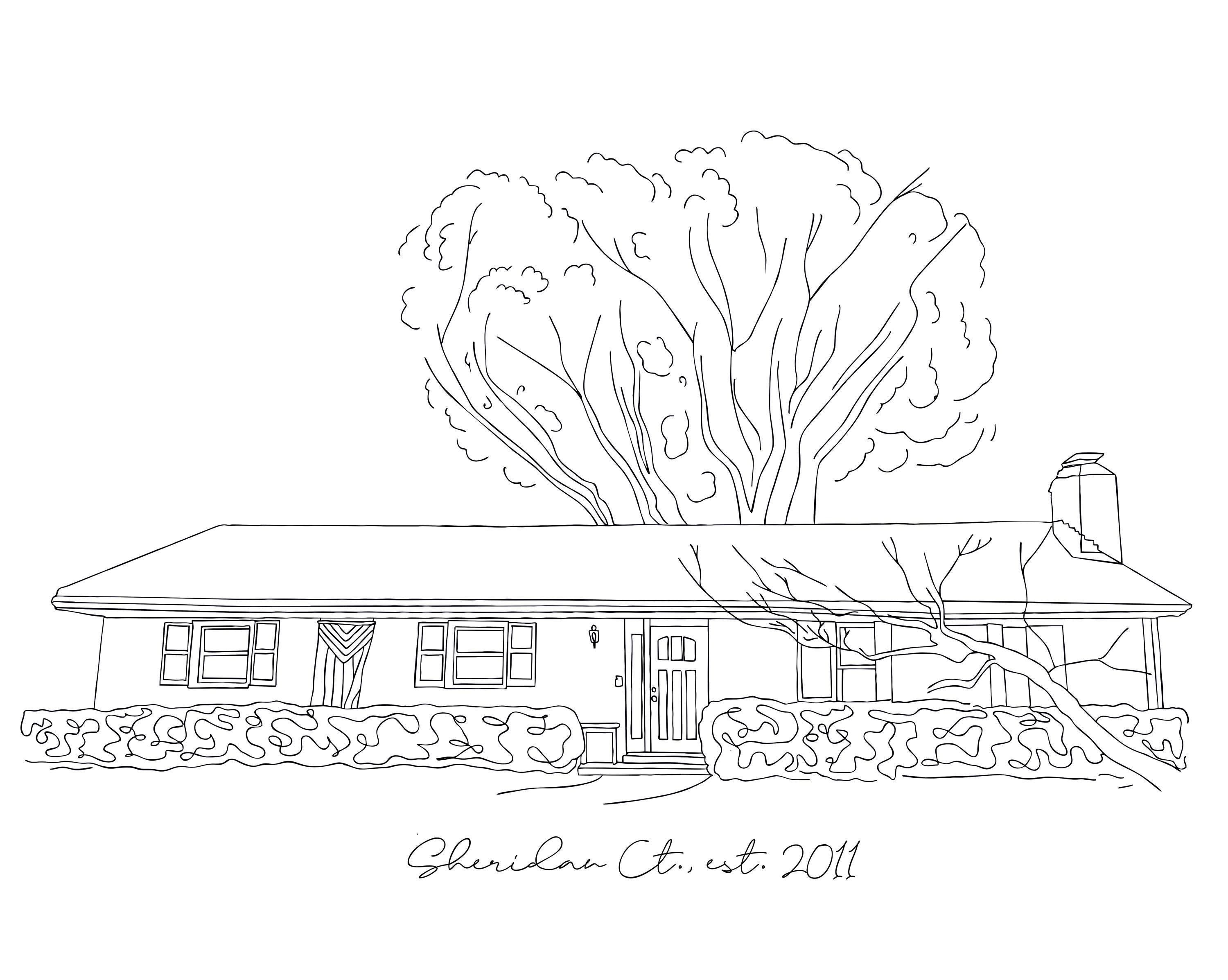 Custom Hand-drawn Home Portrait, New Home Drawing, Housewarming Present ...