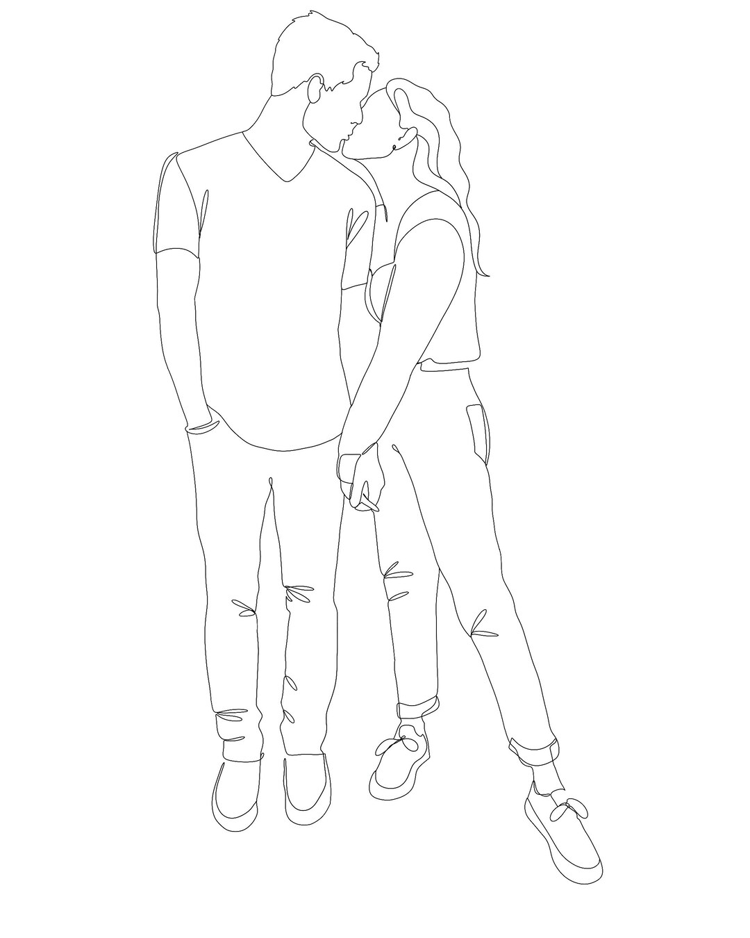 Custom Couple Portrait, Faceless Line Art, Anniversary Gift (digital ...