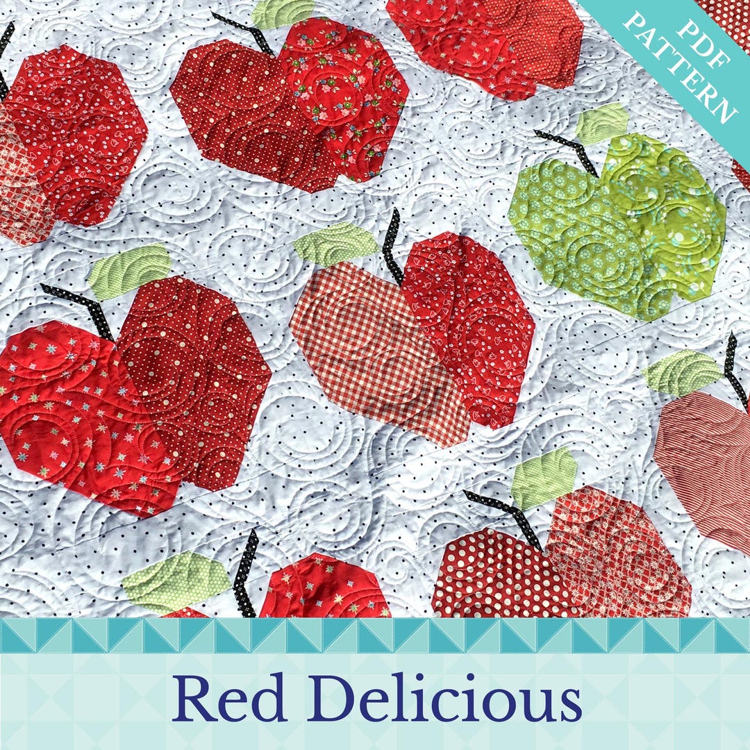 Red Delicious Apple Quilt Pattern Fat Eighth Friendly PDF Instant ...