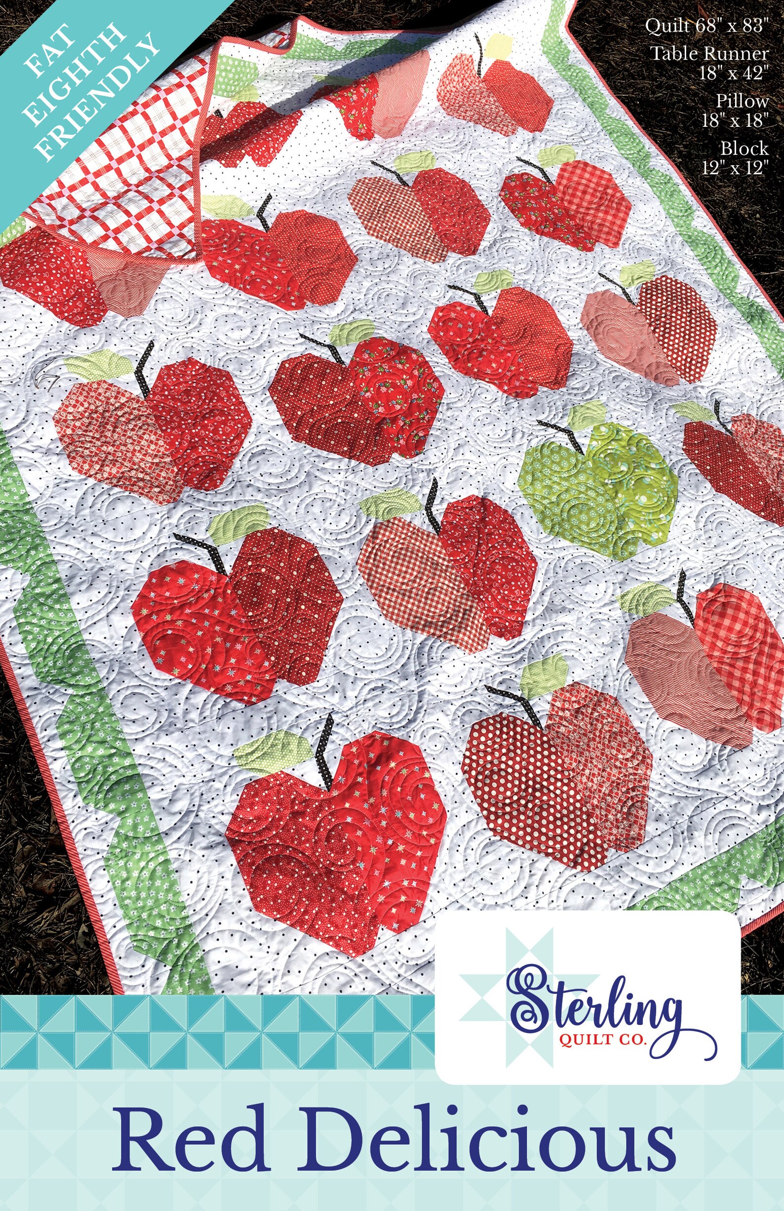 Red Delicious Apple Quilt Pattern Fat Eighth Friendly PDF Instant Download Teacher Quilt Apple ...
