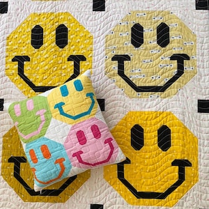 Smiley Face Quilt Pattern: Retro Fat Quarter Design (PDF Pattern) - Etsy