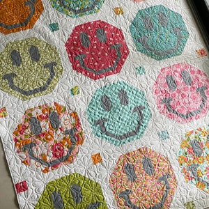 Retro Quilt Pattern Bundle: Peace Sign, Mushroom, Smiley Face (PDF ...