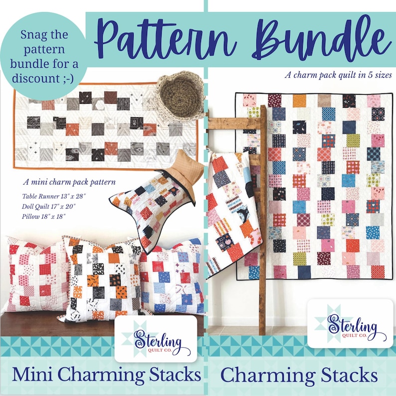 Mini Charming Stacks Quilt Pattern: Doll Quilt, Pillow, Table Runner ...