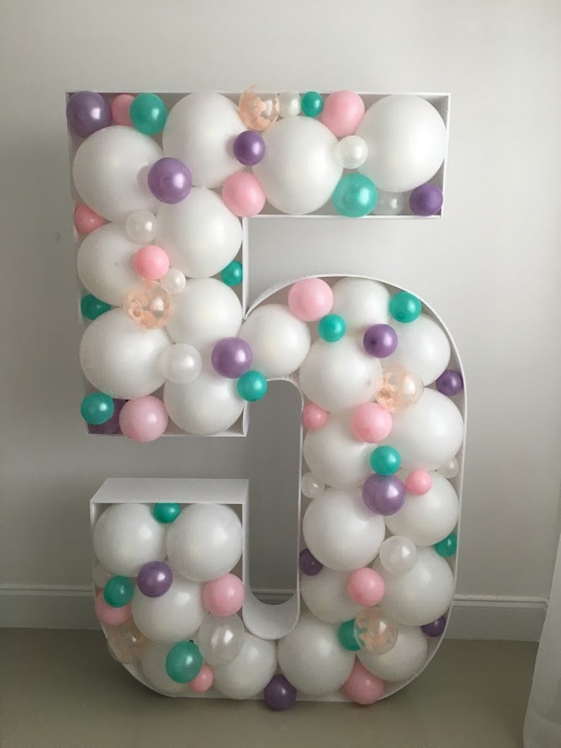 Number 5 BALLOON MOSAIC Digital Design Template Etsy