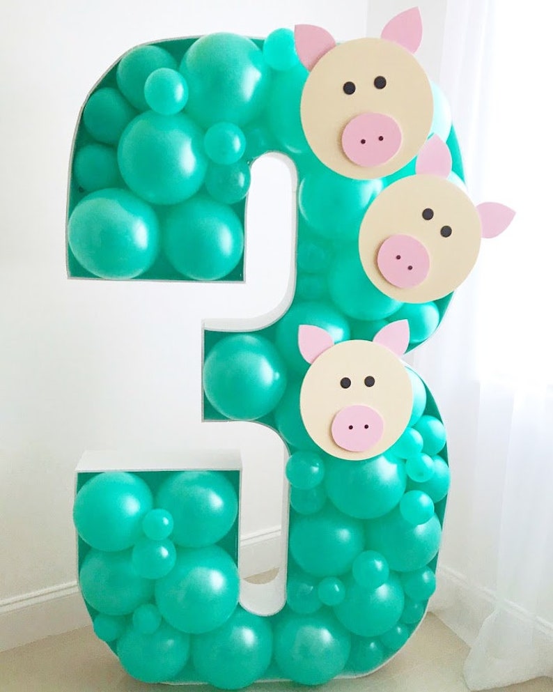 Number 3 BALLOON MOSAIC Digital Design Template Etsy