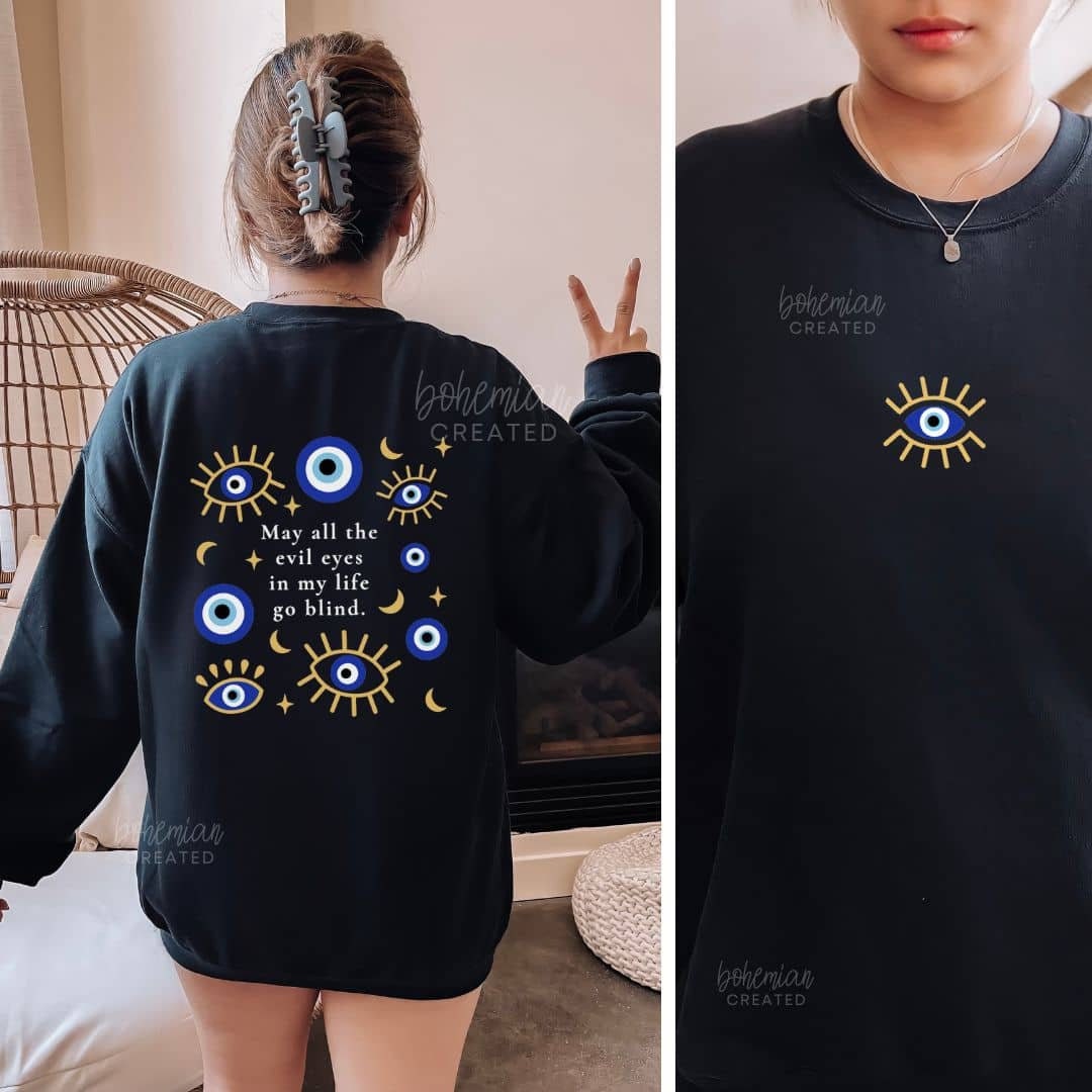 Evil Eye Aesthetic Sweatshirt Sweater Mug Third Eye Protection Back ...