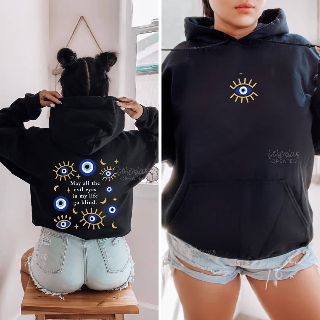 Evil Eye Aesthetic Hoddie Sweatshirt Sweater Third Eye Protection Back ...