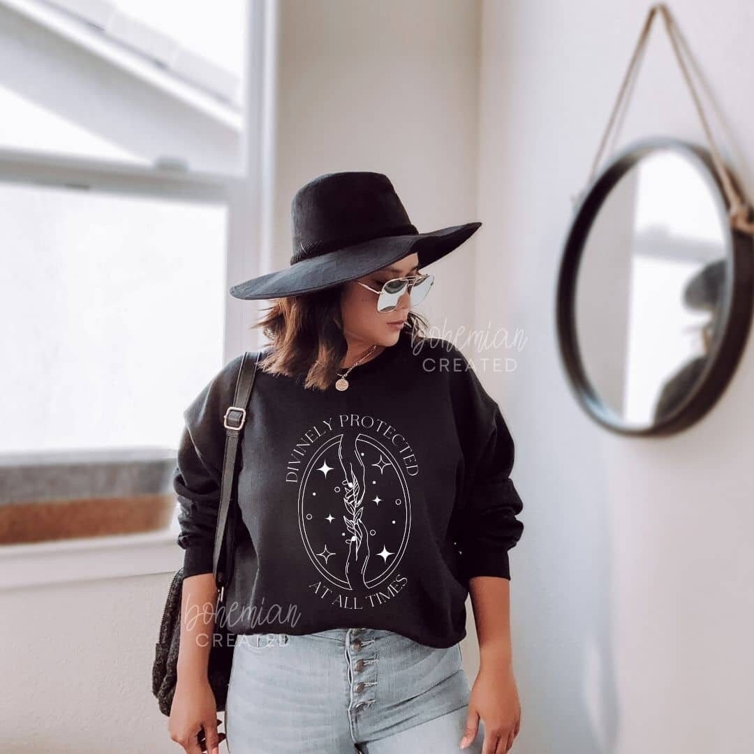 Divinely Protected Aesthetic Sweatshirt Sweater Hands Boho Mystic ...