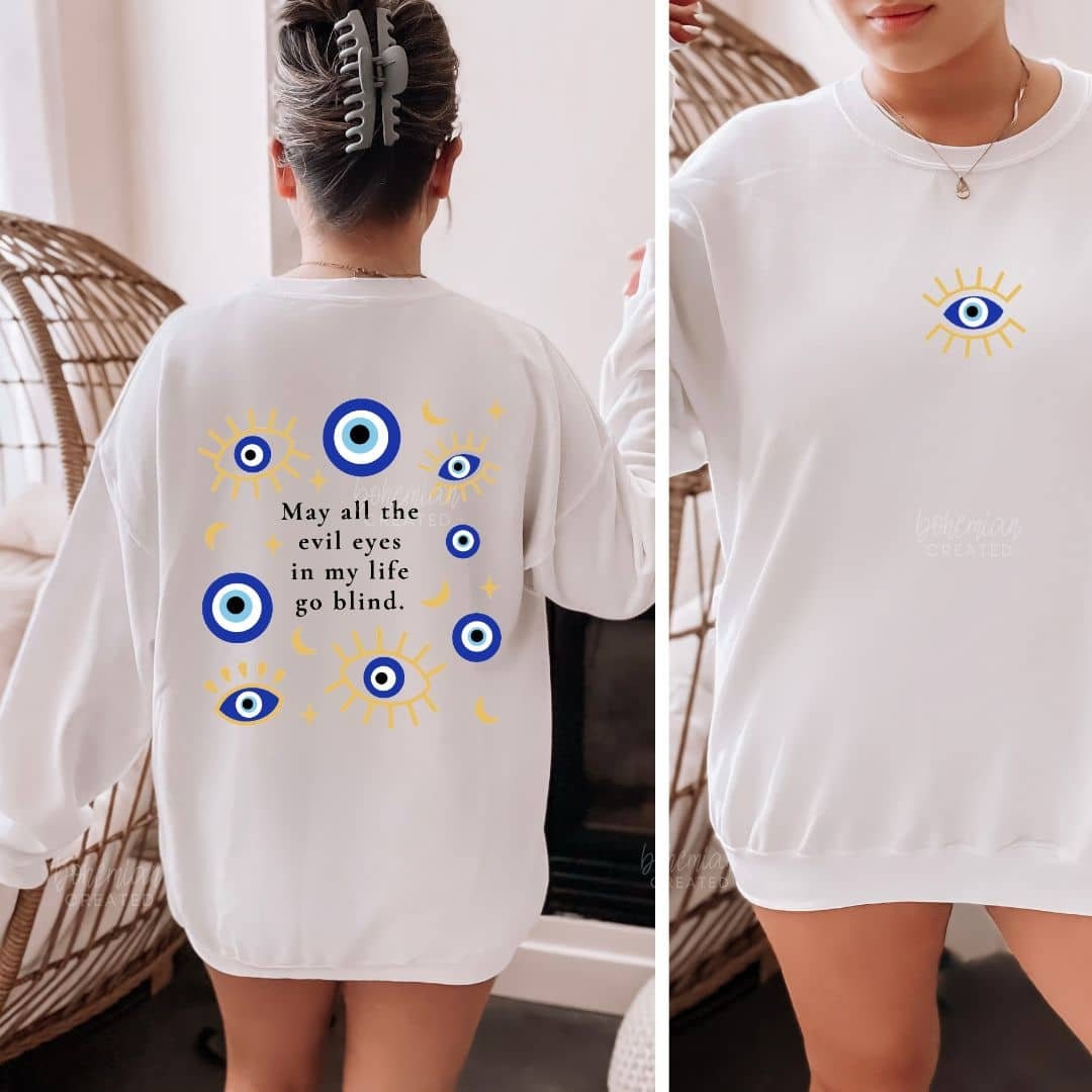Evil Eye Aesthetic Sweatshirt Sweater Mug Third Eye Protection Back ...