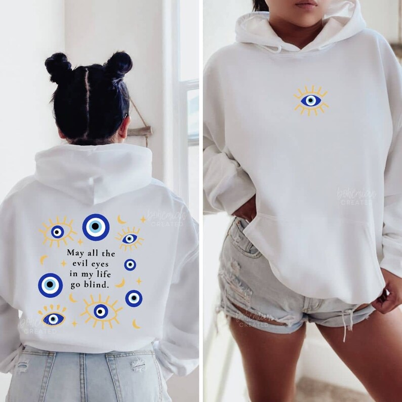 Evil Eye Aesthetic Hoddie Sweatshirt Sweater Third Eye Protection Back ...