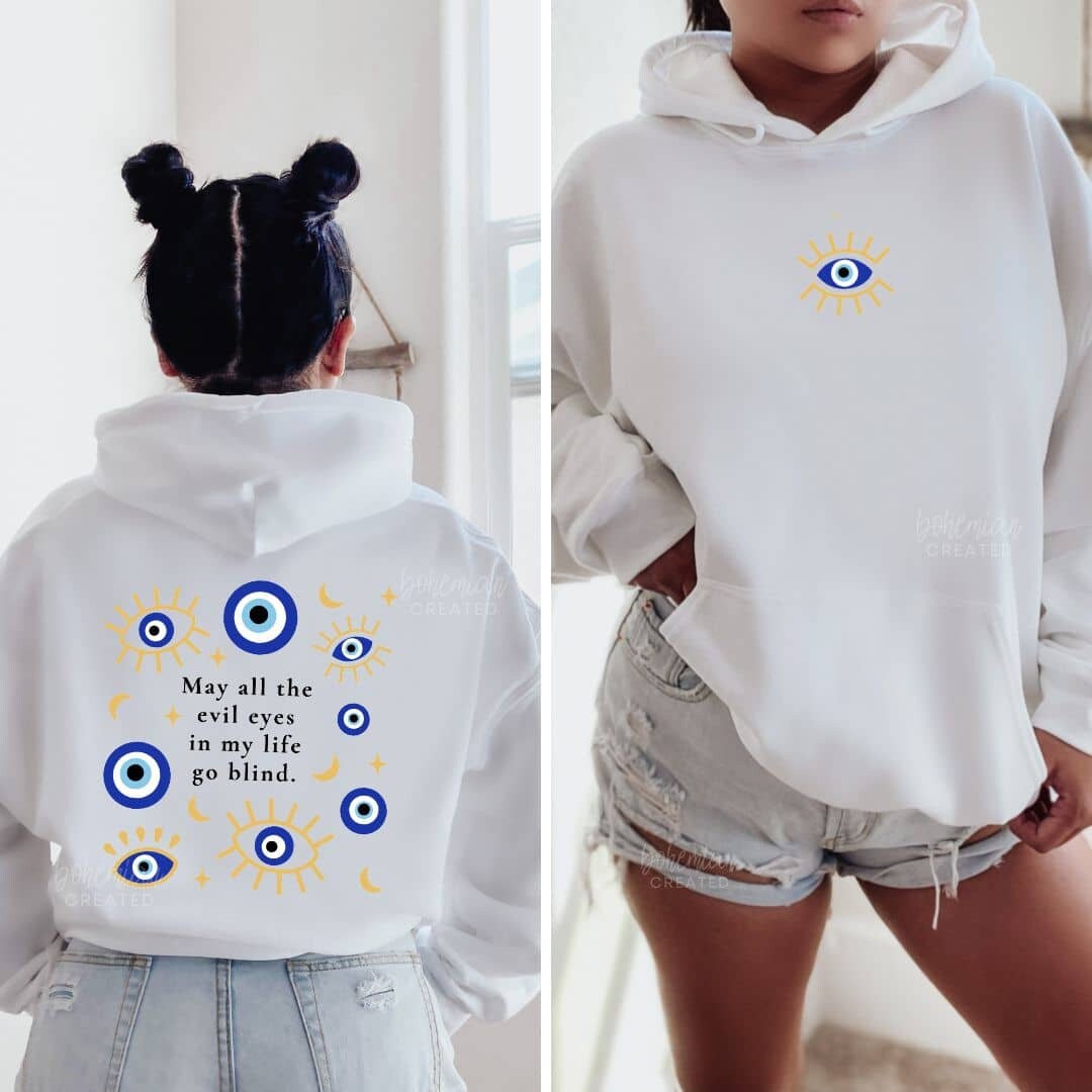 Evil Eye Aesthetic Hoddie Sweatshirt Sweater Third Eye Protection Back ...
