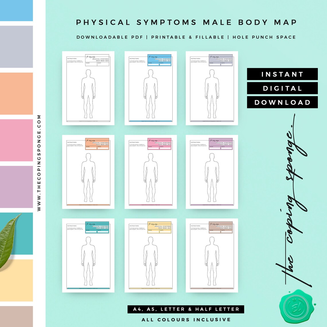 Educational Use Physical Symptoms Male Body Map - Etsy
