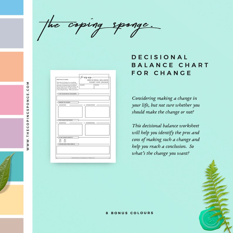 Educational Use - Decisional Balance Chart for Change - Etsy