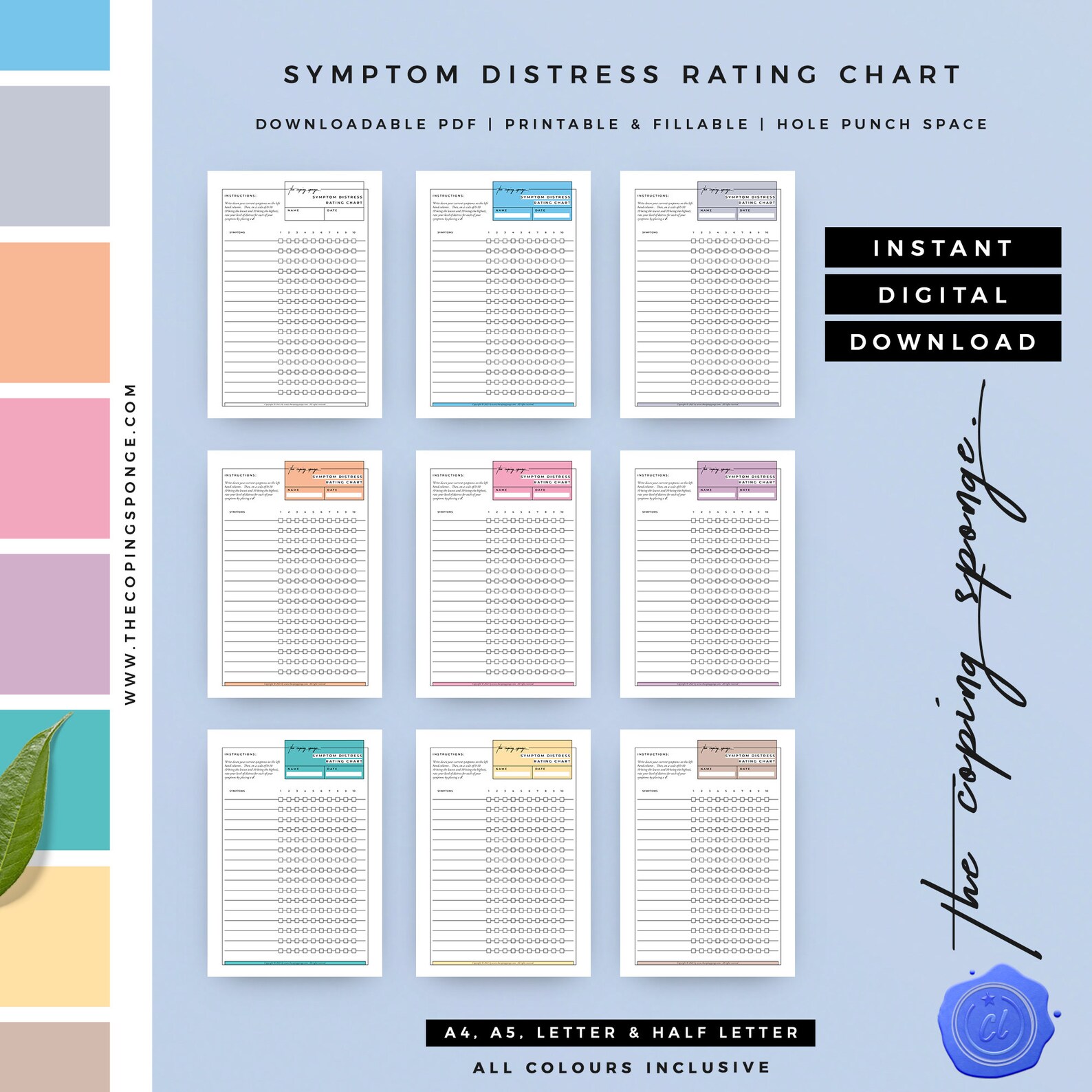 Commercial Use - Symptom Distress Rating Chart - Etsy