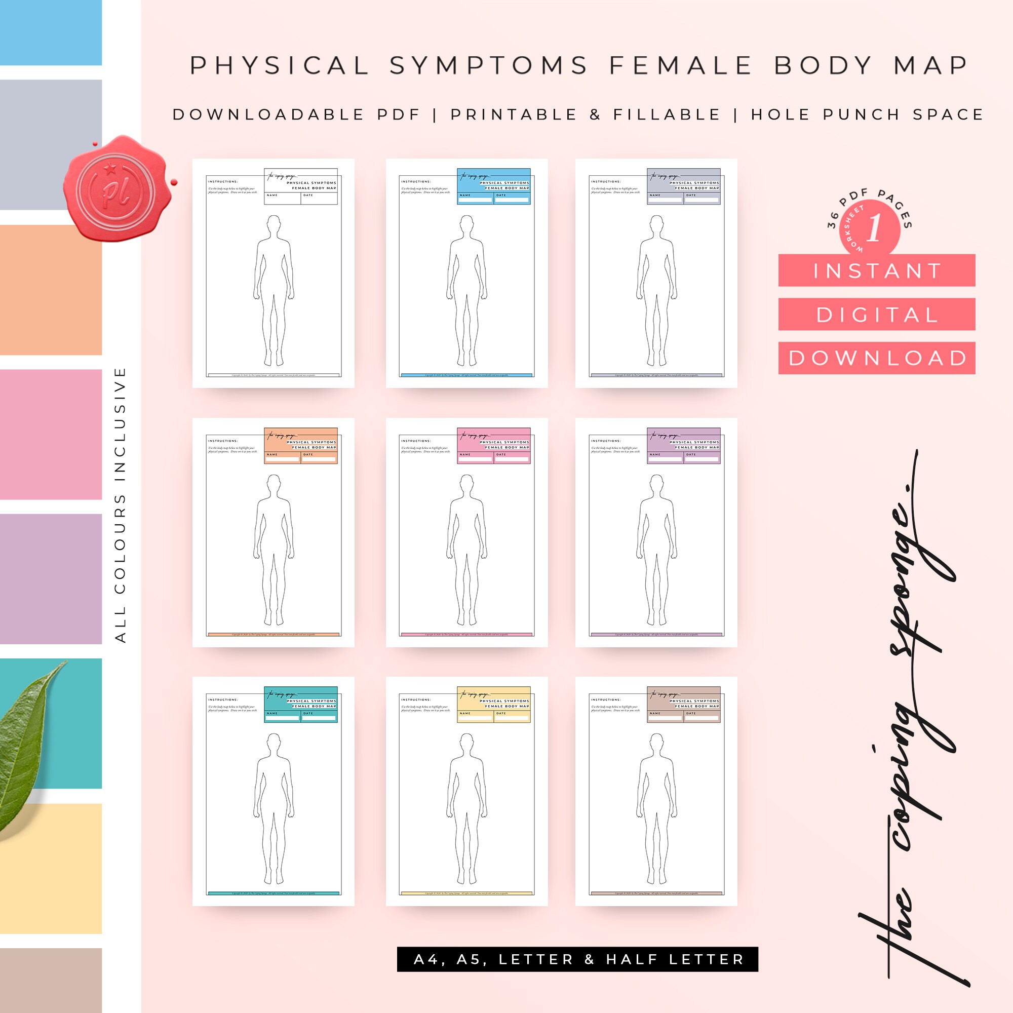 Personal Use Physical Symptoms Female Body Map | Etsy