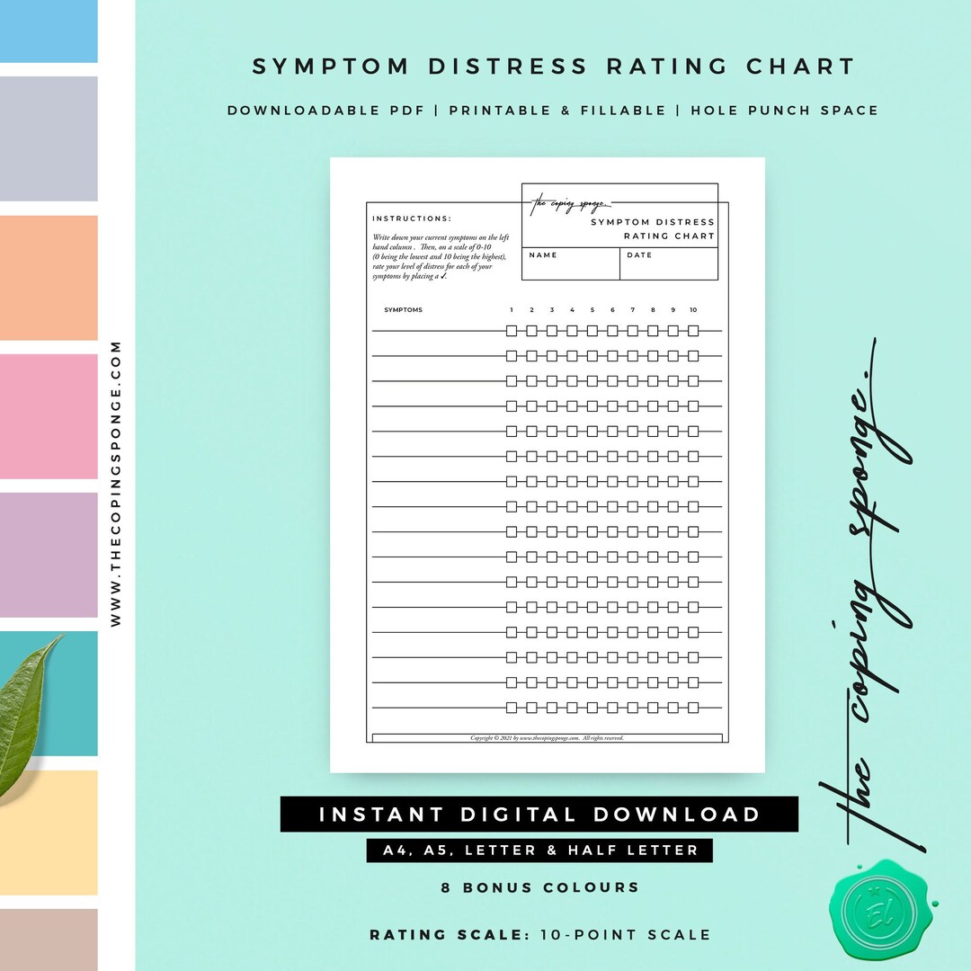 Educational Use - Symptom Distress Rating Chart - Etsy