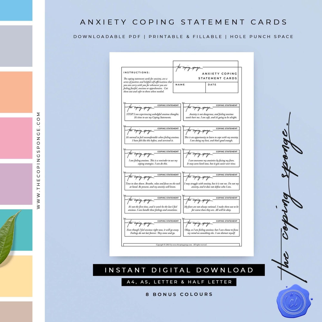 Commercial Use - Mental Health CBT Therapy Coping Cards Anxiety ...