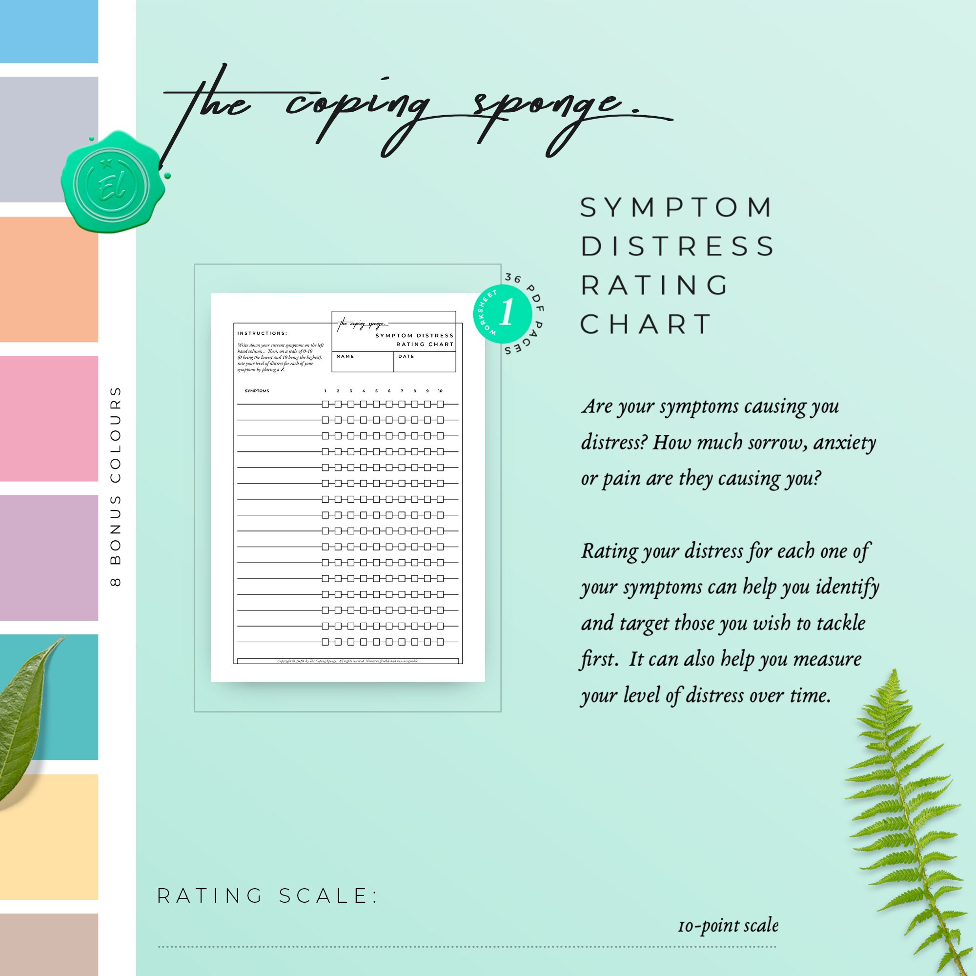 Educational Use Symptom Distress Rating Chart | Etsy