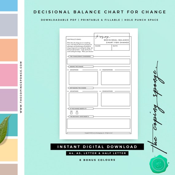 Educational Use Decisional Balance Chart for Change | Etsy