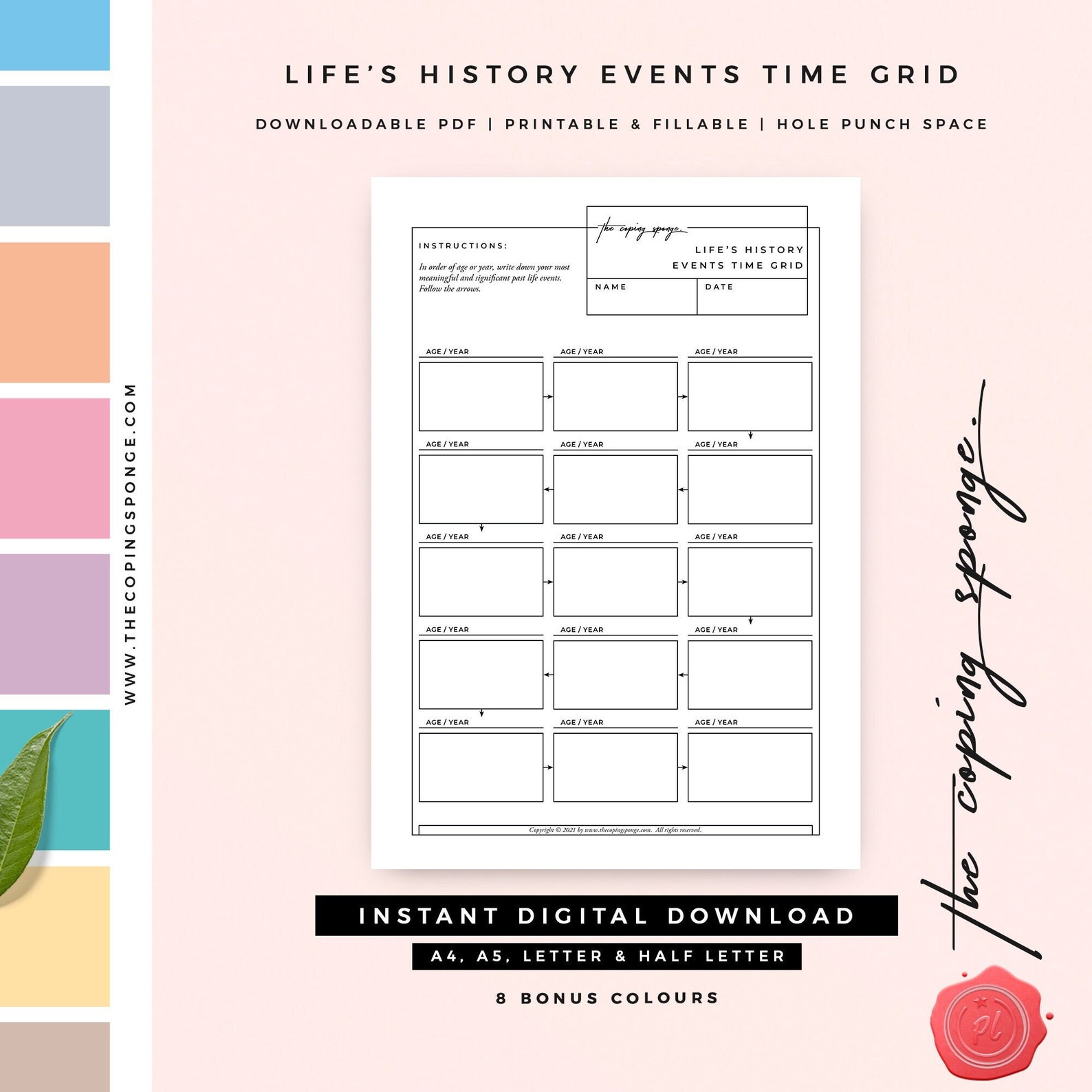 Past Life Order of Events Timeline Template Diagram Print Mental Health ...