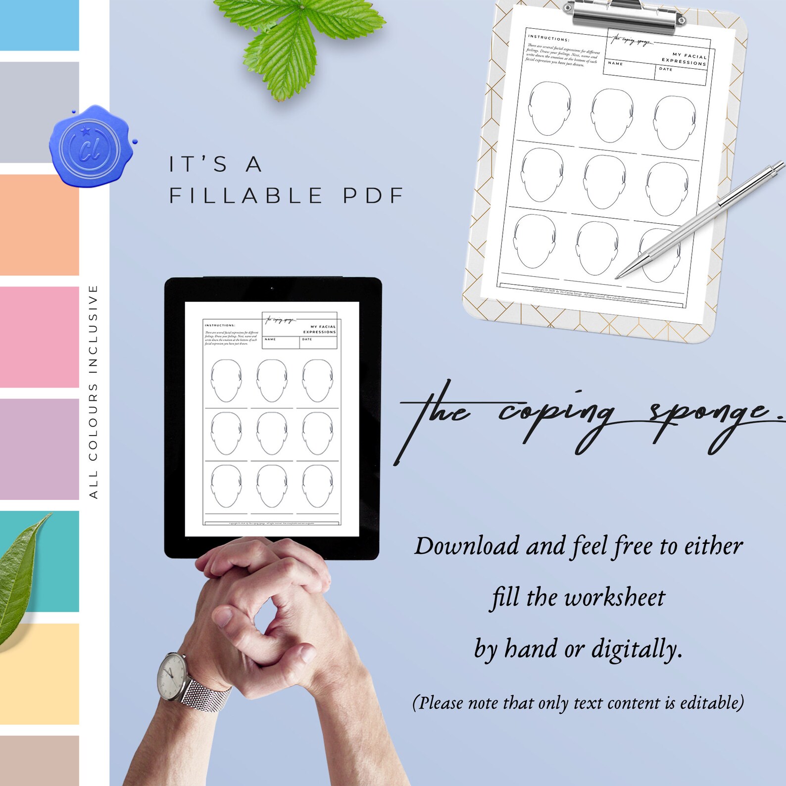 Feelings Faces Art Therapy Drawing Coloring Therapy | Etsy