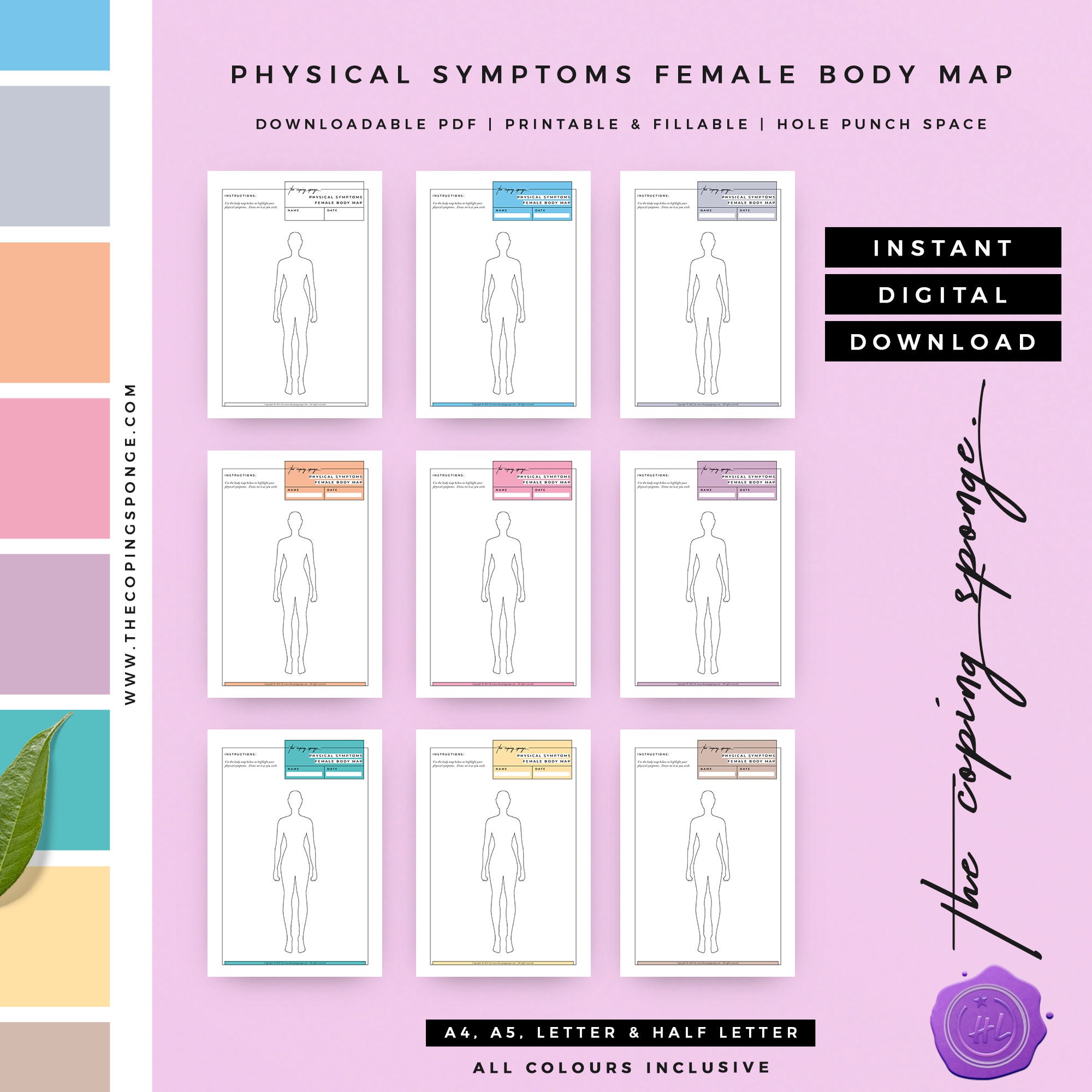 Public Health Use Physical Symptoms Female Body Map - Etsy