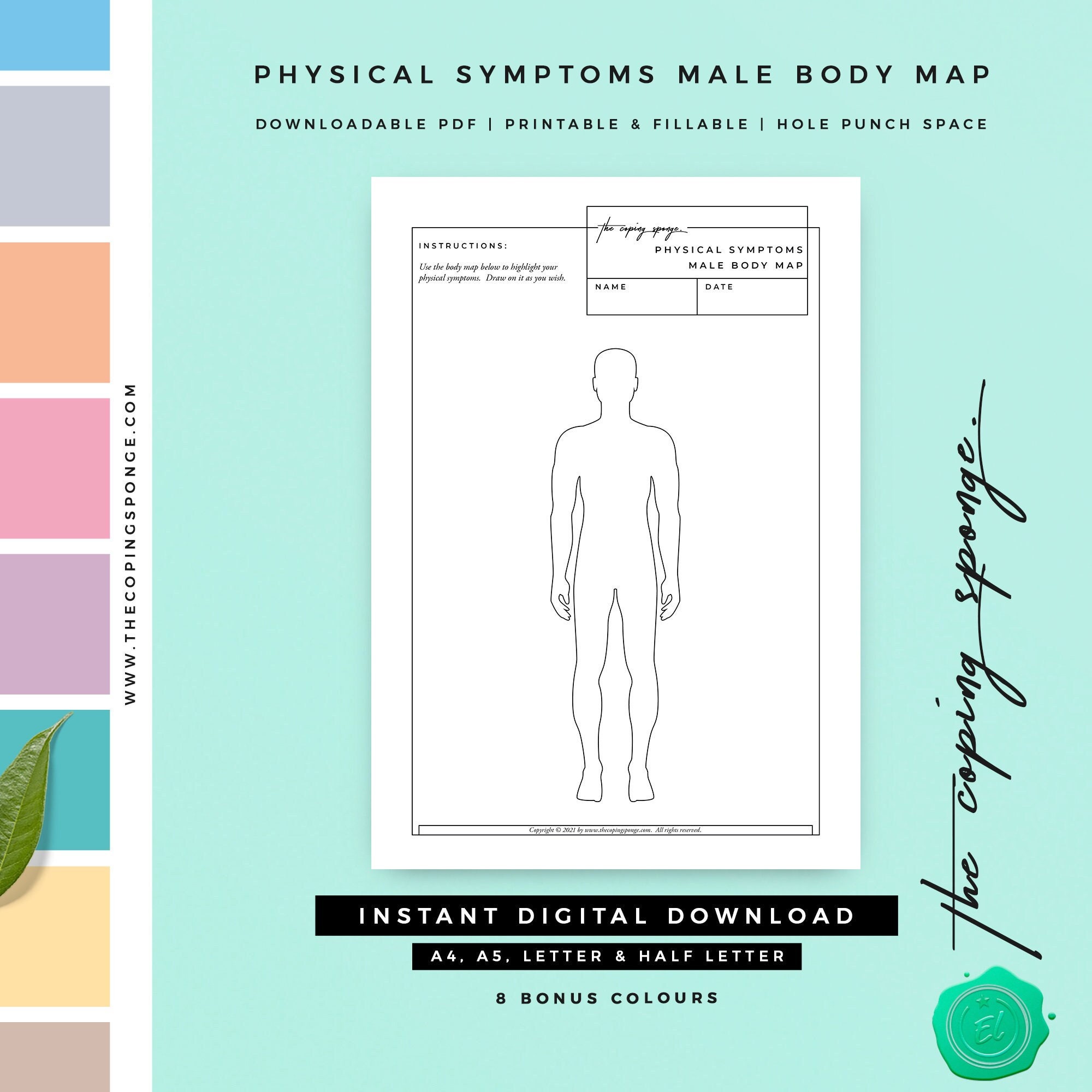 Educational Use Physical Symptoms Male Body Map - Etsy