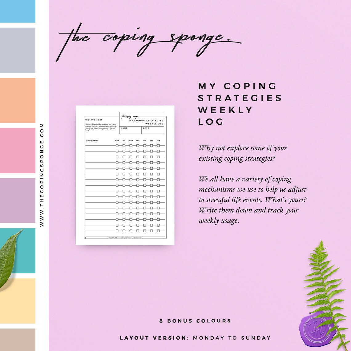 Public Health Use Coping Strategies Weekly Log Coping Mechanisms Weekly ...