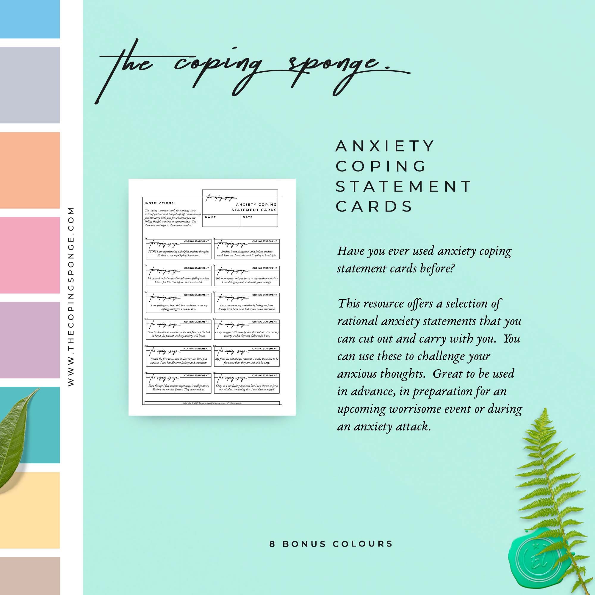 Self Care Positive Affirmations Mental Health Student Worksheet Coping ...